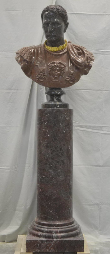 Handmade reproduction of a porphyry Roman bust