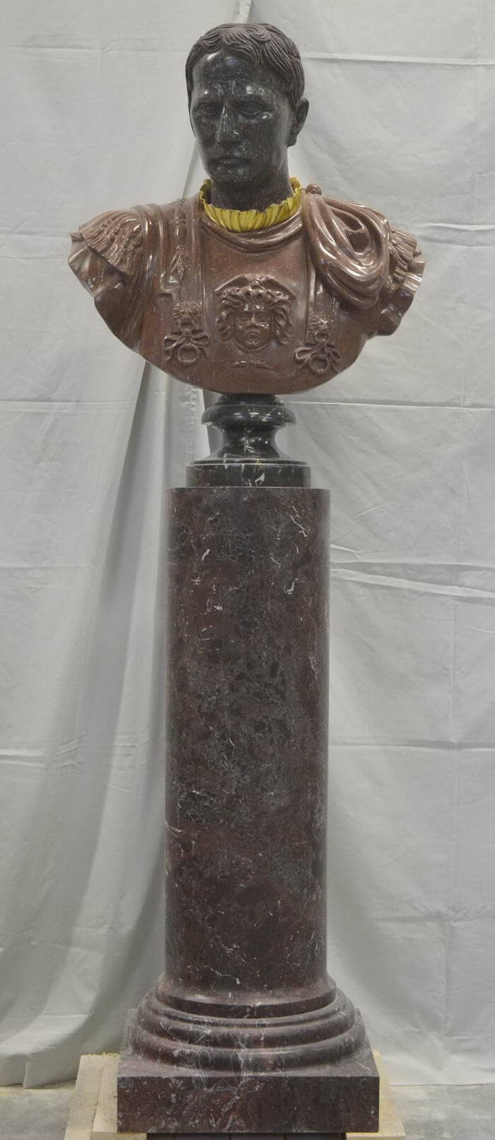 Handmade reproduction of a porphyry Roman bust